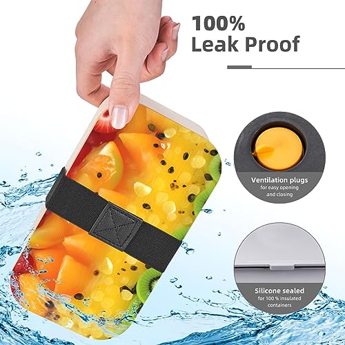 Fresh Fruit Adult Lunch Box, Bento Box, With Cutlery Set Of 3, 2 Compartments, Rectangular, Lunch Box For Adults