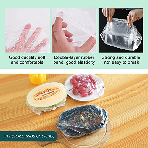Fresh Keeping Bags 100 pcs, Food Cover, Plastic Bowl Covers Reusable, Plastic Wrap with Elastic for Fruit Vegetable, Meat and Food