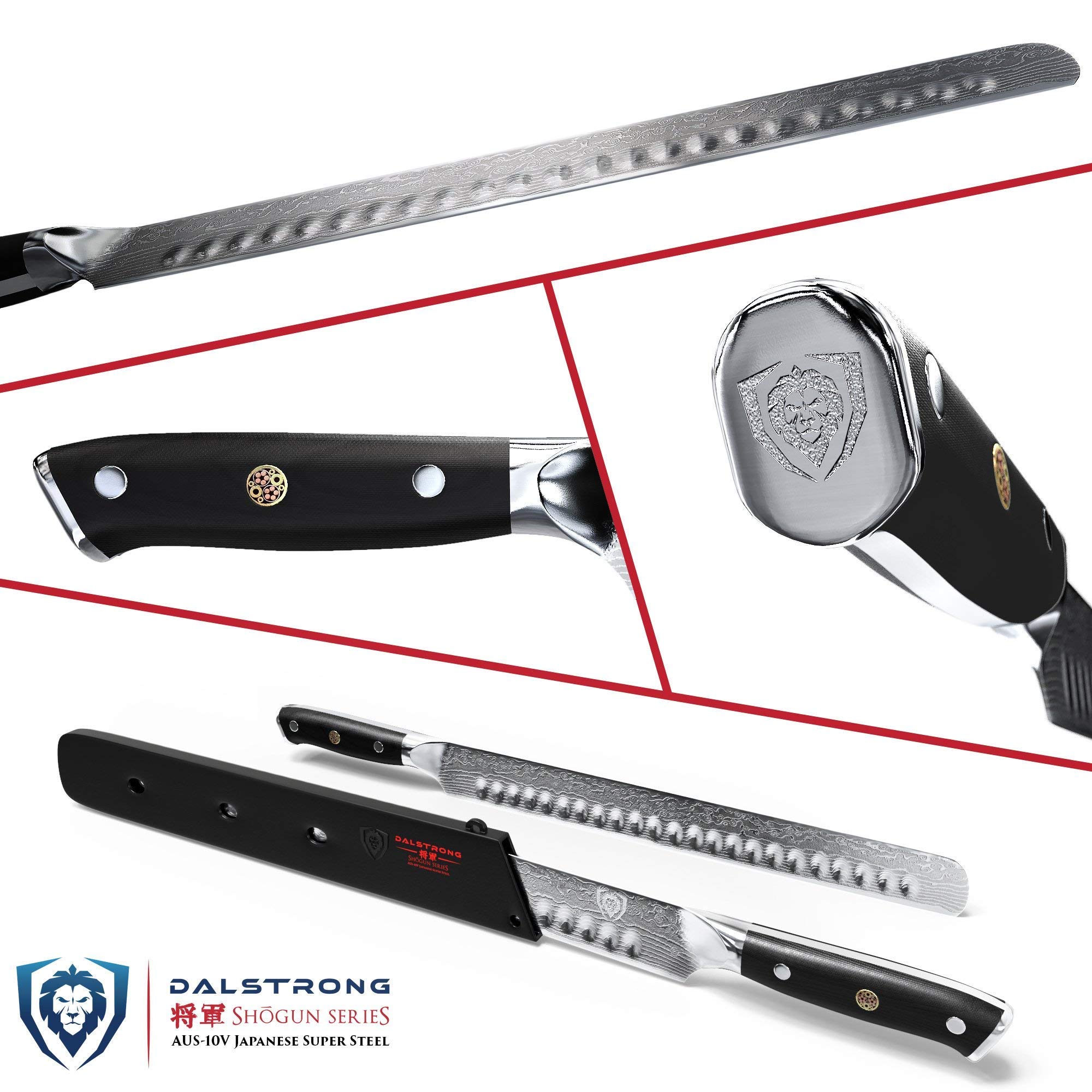 Dalstrong Shogun Series 12" Slicing & Carving Knife - Granton Edge Bundled with the Shogun Series 6" Boning Knife - Japanese AUS-10V - BBQ Knife Bundle
