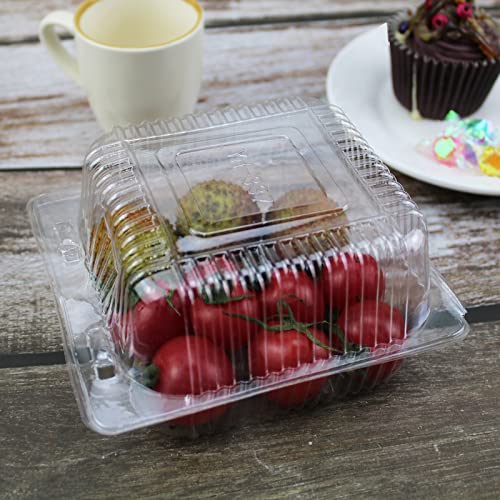Cake Slice Containers,100PC Square Plastic Hinged Food Container Individual Clamshell Food Containers Disposable Plastic To Go Containers Takeout Tray for Salads, Pasta, Sandwiches 5.3x4.7x2.8 Inch