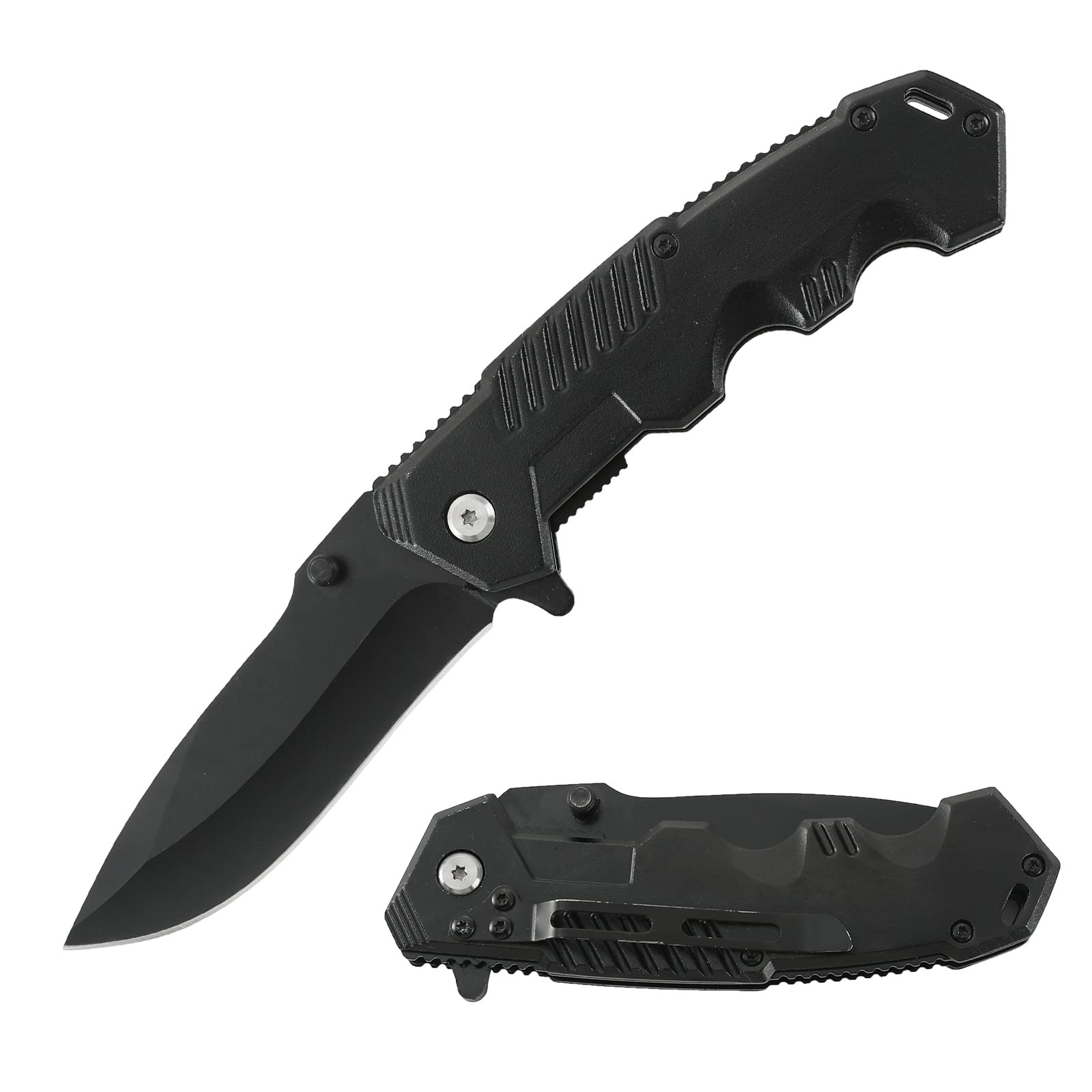 Milaloko Cool Sharp Tactical Folding Pocket Knife with Liner Lock,Glass Breaker,Seatbelt Cutter and Pocket Clip for Men Women