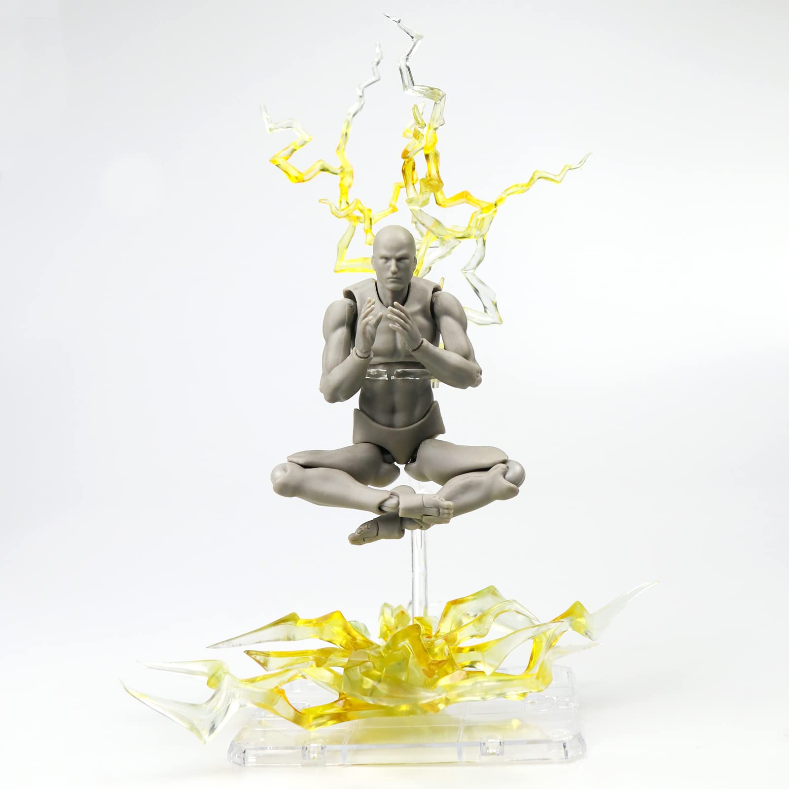 Linhoo Action Figure Stand, Figure Display Lightning Effects Compatible with HG RG SD SHF Gundam Stand 1/144 with Screwdriver