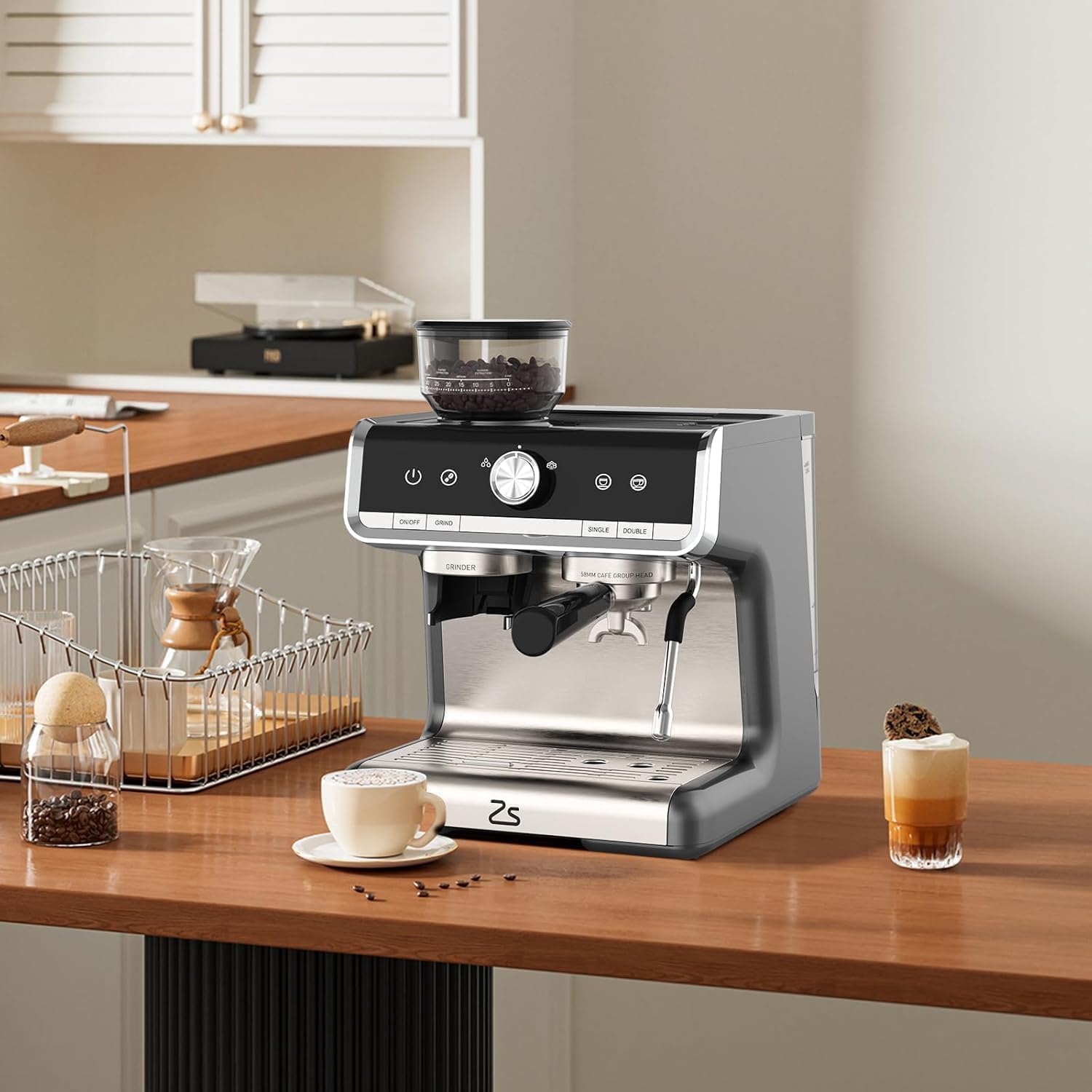 Expresso Coffee Machines With Grinder, Espresso Machine 20 Bar With 2.8 L Water Tank, Semi-Automatic Espresso Maker With Milk Frother Steamer Wand For Cappuccino, Latte, Macchiato