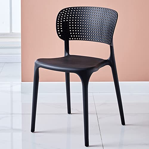 LITFAD Modern Indoor-Outdoor Plastic Dining Armchair Home Open Back Dining Chairs Set for 4 Simple Chairs for Dining Room Restaurant Office - Black Set of 4