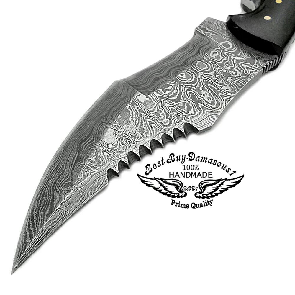 Buffalo Horn 9.5'' Fixed Blade Custom Handmade Knife Damascus Steel Hunting Knife karambit Hunting Damascus Steel Knives Prime Quality Fixed Blade Hunting Knife