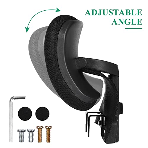 Tofficu Office Chair Headrest Attachment Head Support Cushion Upholstered Adjustable Height Angle for Ergonomic Executive Chair,2.6cm Fixing Clip Backrest Thickness 2-2.4cm,Not Suitable for Soft Chair