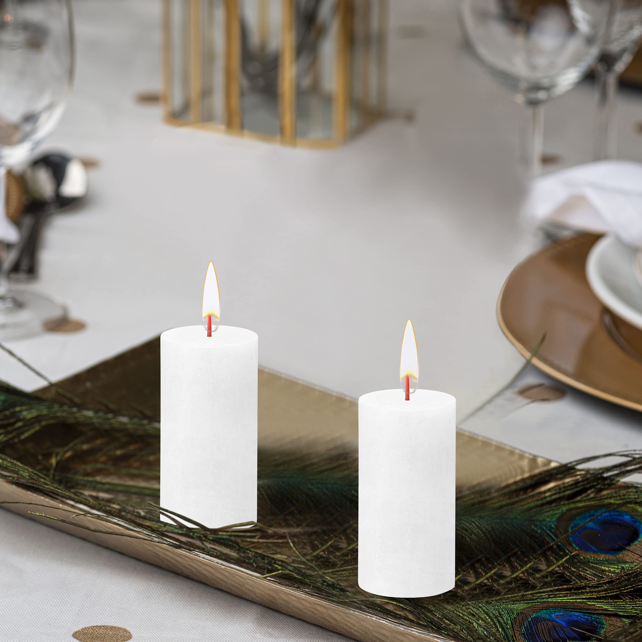 BOLSIUS Rustic Dark Blue Unscented Pillar Candles - 2" X 4 Inch Decoration Candles Set of 4 - Clean Burning Dripless Dinner Candles for Wedding & Home Decor Party Restaurant Spa- Aprox (100X50m)
