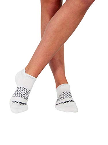 Bombas Women's Original's White Ankle Socks, Size Medium