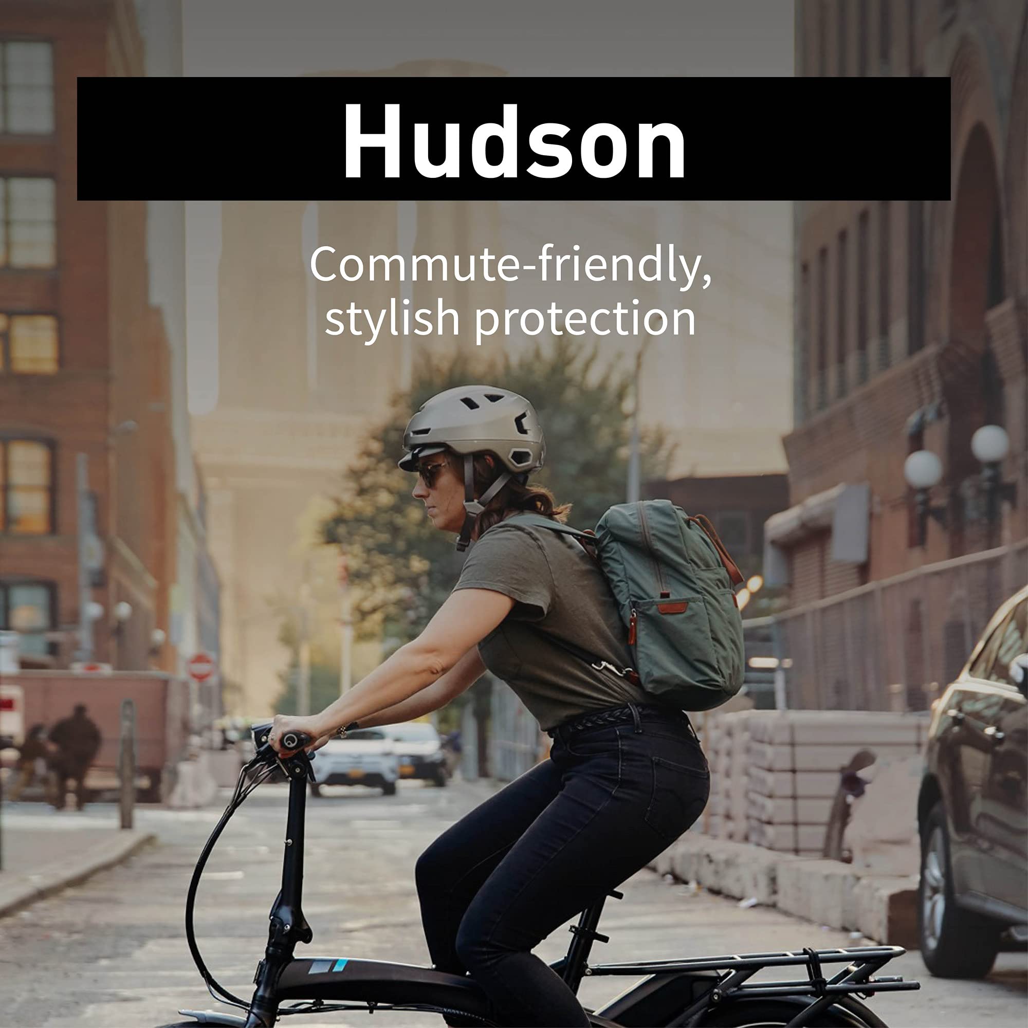 Bern Hudson Commuter Bike Helmet with MIPS, Rated for E-Bike, Integrated LED Rear Light and U-Lock Compatibility, Matte Navy, Large