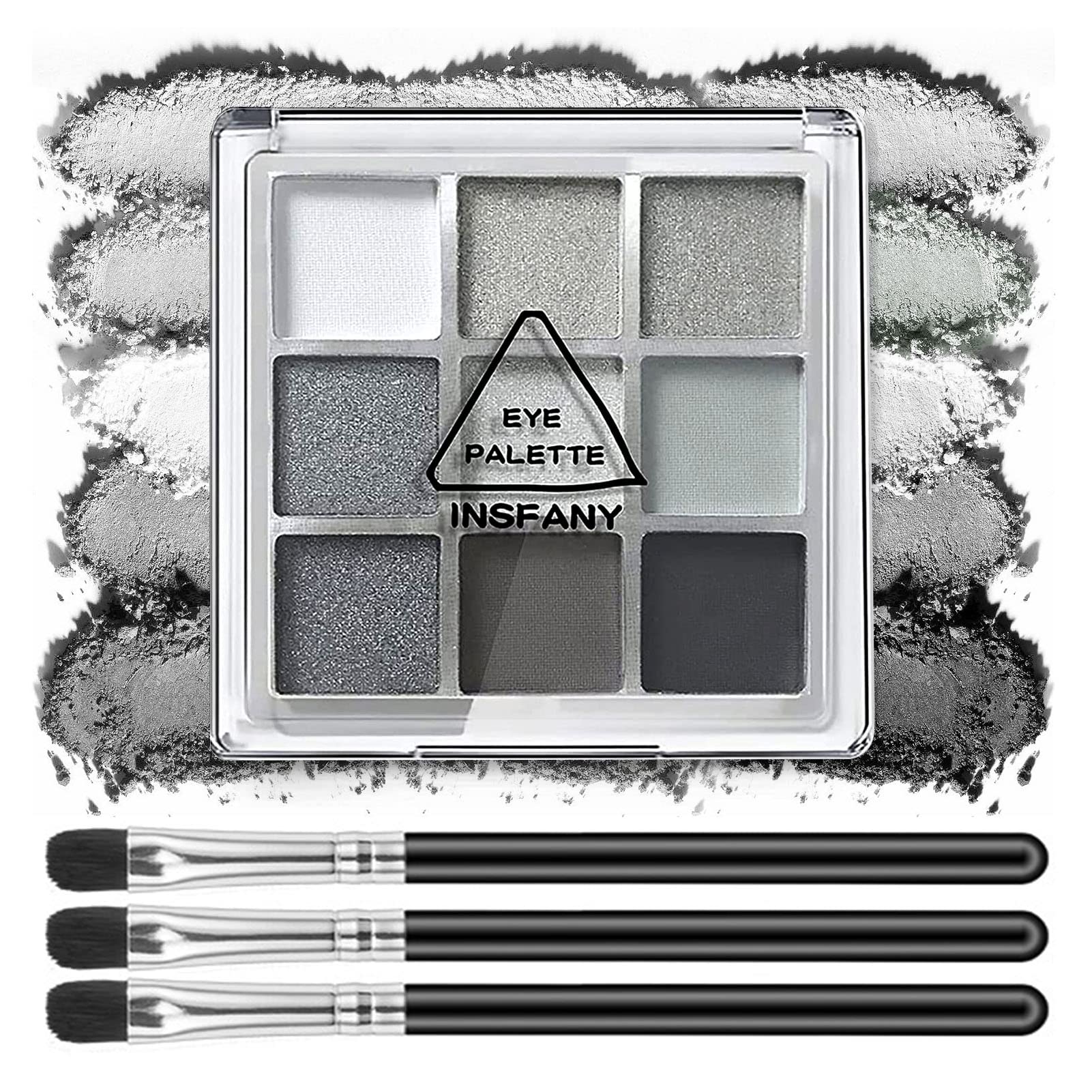 Miniling 9 Colors Smokey Grey Eyeshadow Palette,Highly Pigmented Mattes Shimmers Naked Powder Eyeshadow Palette,Long Lasting Waterproof Eye Shadow Makeup Palette with Eyeshadow Brush (Smoky Set)