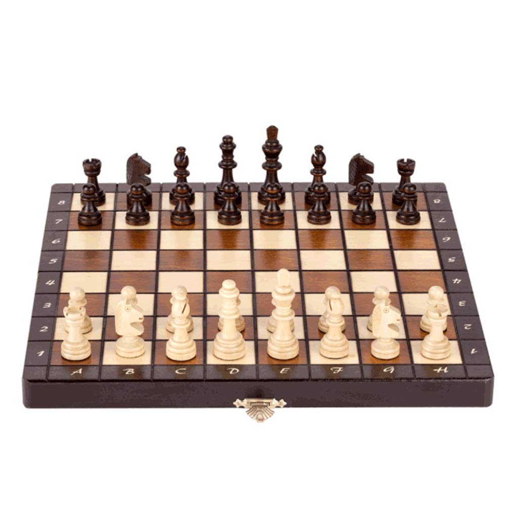 Classic Chess Set with 10.6" Large Folding Wooden Game Board Crafted Chesspiece Storage Slots for Adults and Kids Chess Set