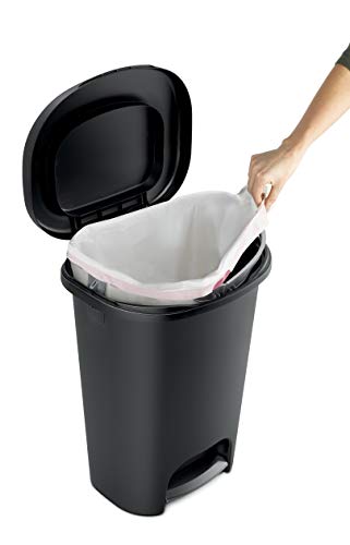 Rubbermaid Classic Step-On Lid Trash Can for Home, Kitchen, and Bathroom Garbage, 13 Gallon, Black