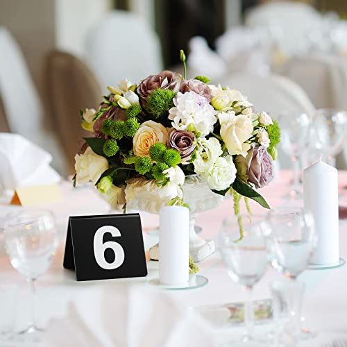 Tuanse Table Numbers 1-25 Acrylic Double Side Numbered Table Tents Plastic Restaurant Wedding Table Number Table Tent Numbers Cards Signs for Party Banquets Wedding Reception (Black, White)