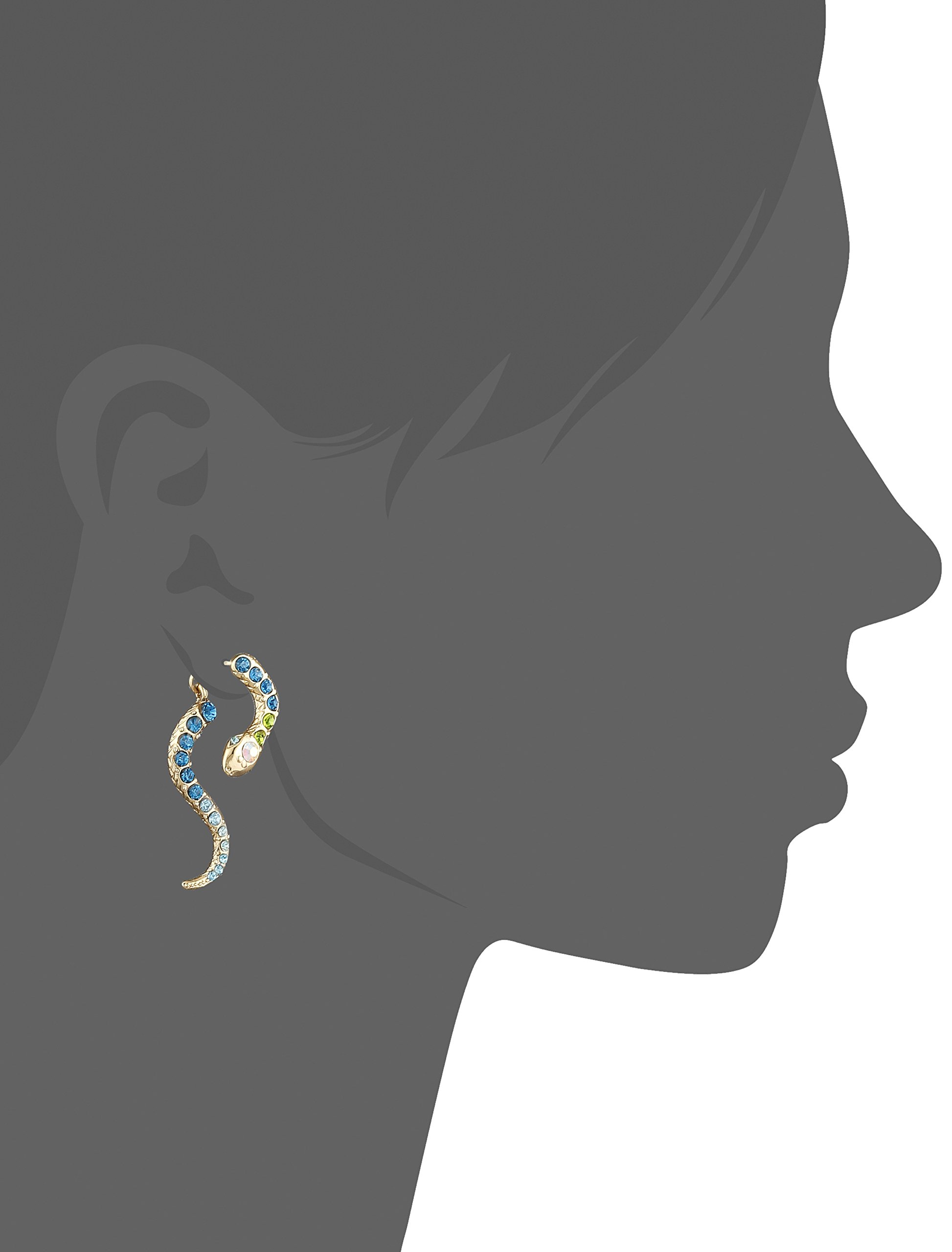 Betsey Johnson Pave Crystal Snake Front & Back Linear Earrings