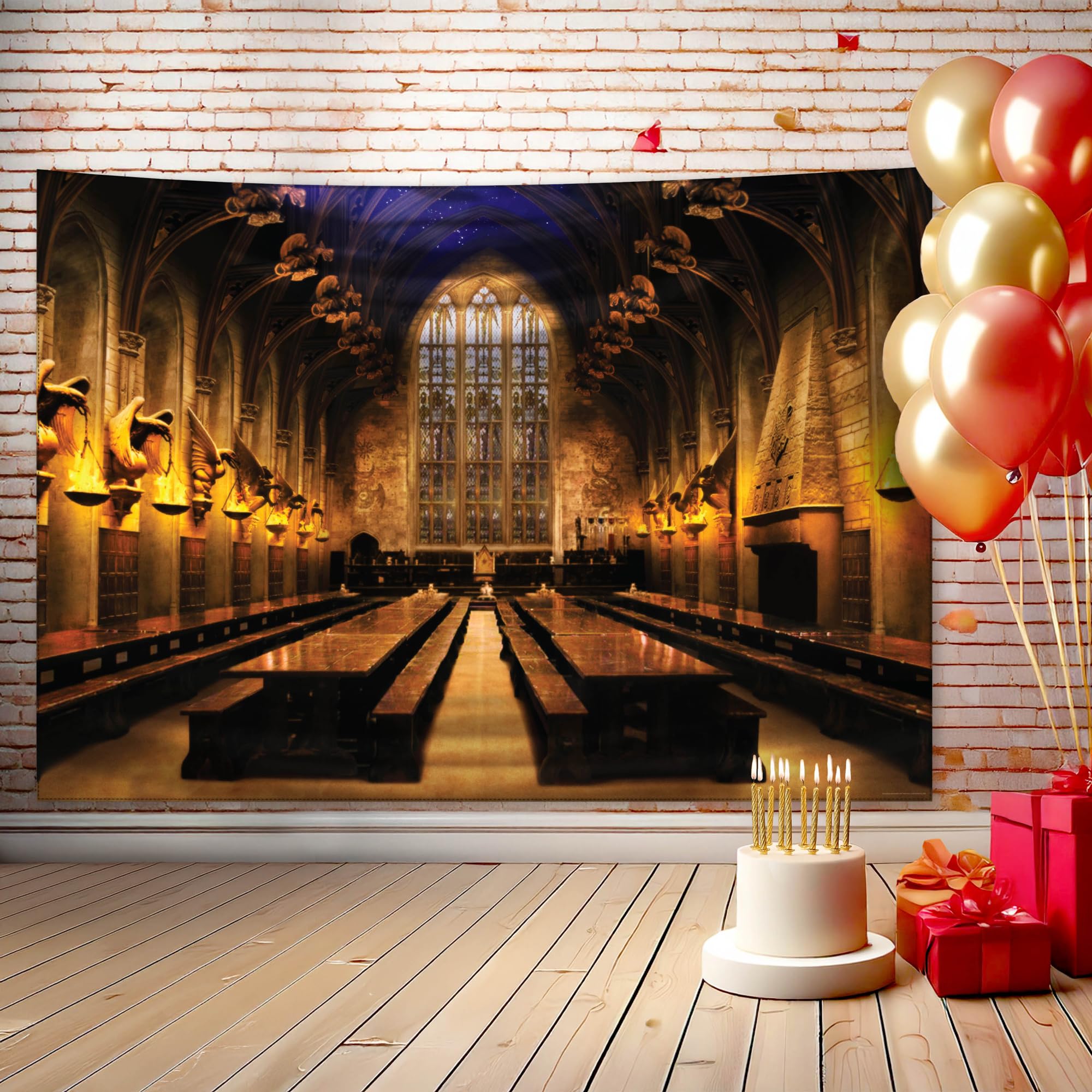 Conquest Journals Harry Potter Hogwarts Great Hall Backdrop Wall Banner, Large Photo Backdrop, Party Decoration, Wizarding World Room Decor, 5ft x 7ft (60'' x 84''), Officially Licensed
