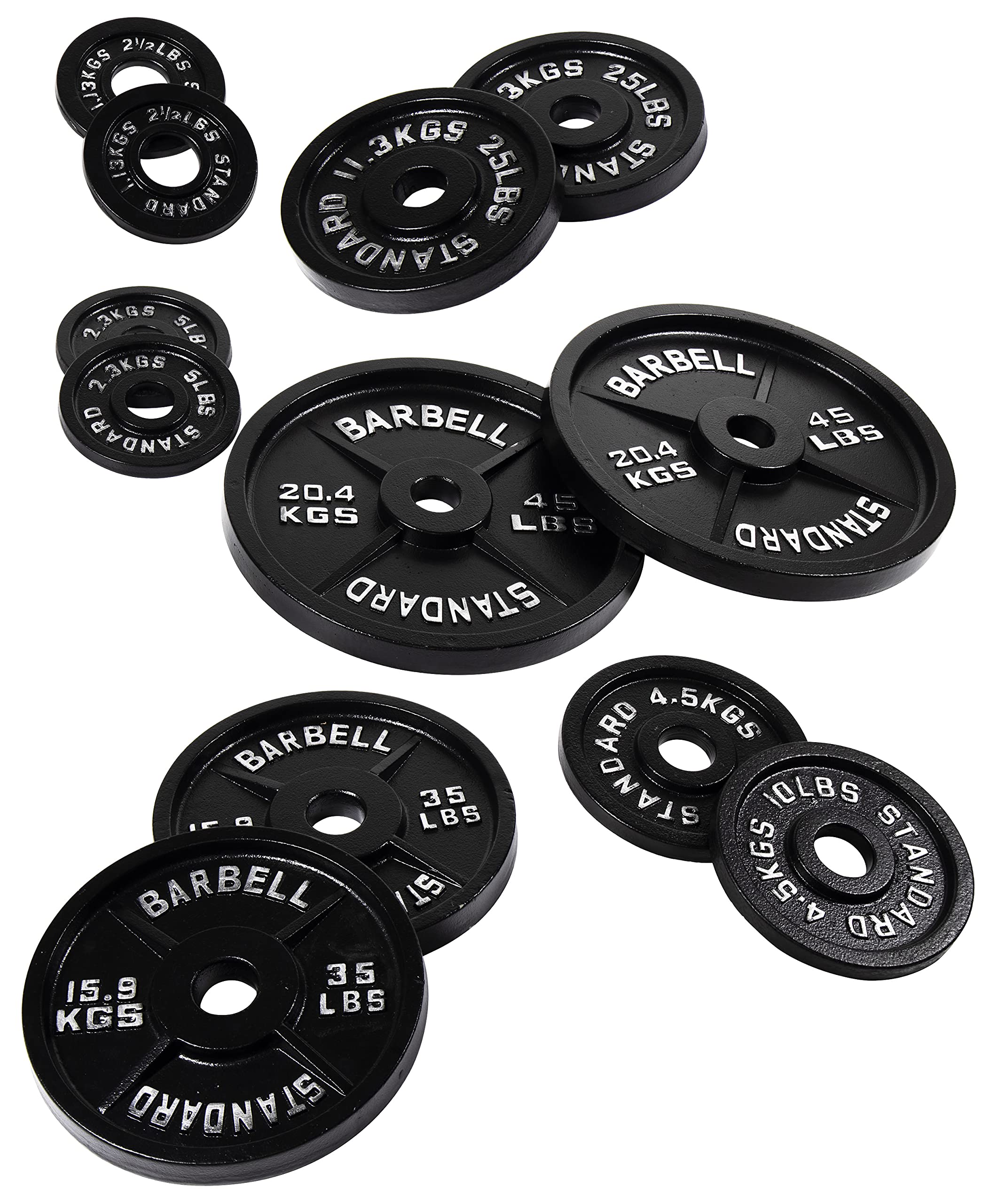 BalanceFrom Powergainz Olympic 2-Inch Cast Iron Plate Weight Plate for Strength Training and Weightlifting, Black POG-2INSTD-45X2