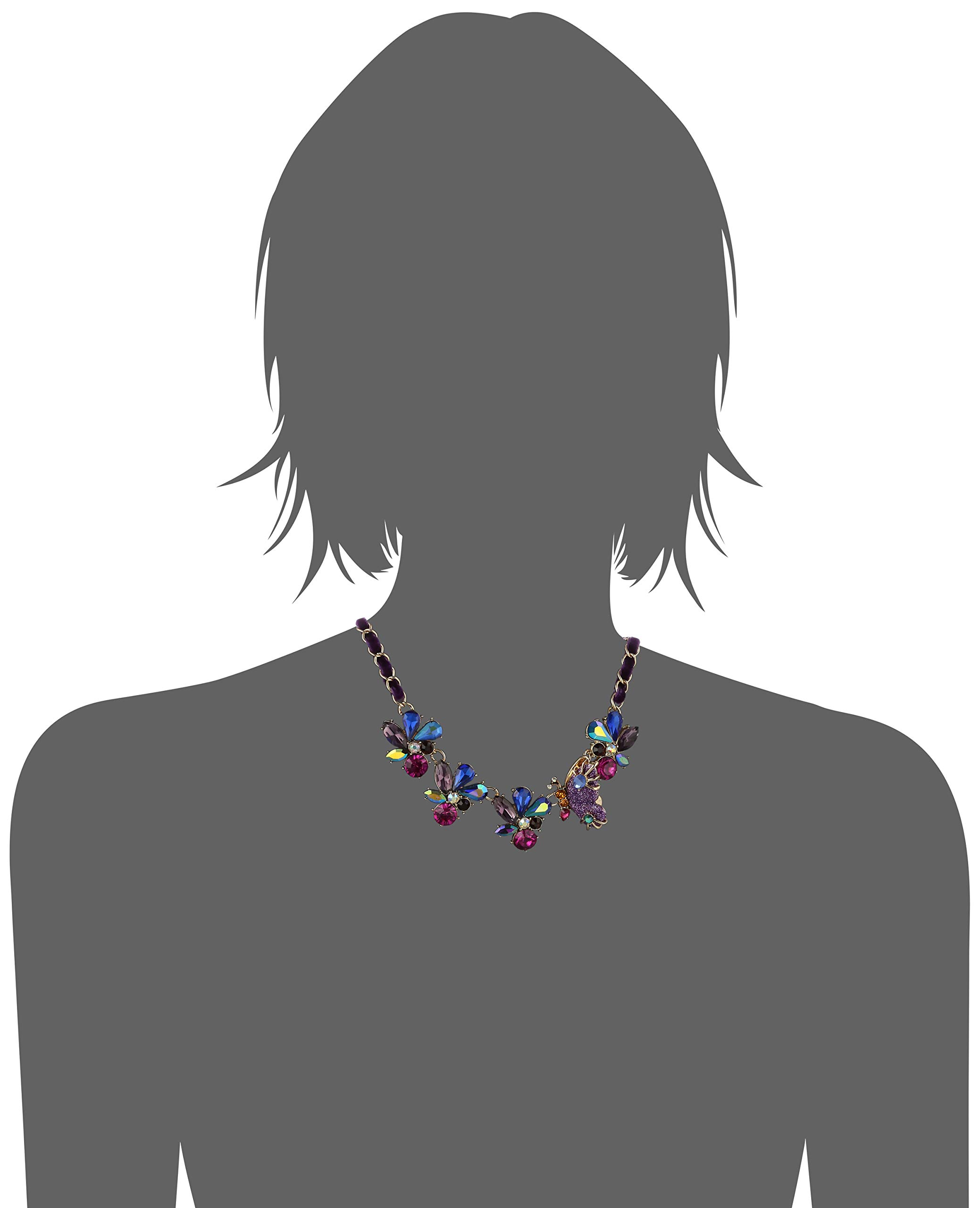 Betsey Johnson womens Butterfly & Stone Cluster Frontal Necklace