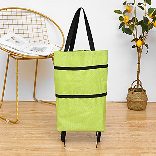 JIEOU Folding Shopping Bag With Wheels, Waterproof Grocery Carts, Reusable Portable Trolley Bags for Shopping Fruits(black)