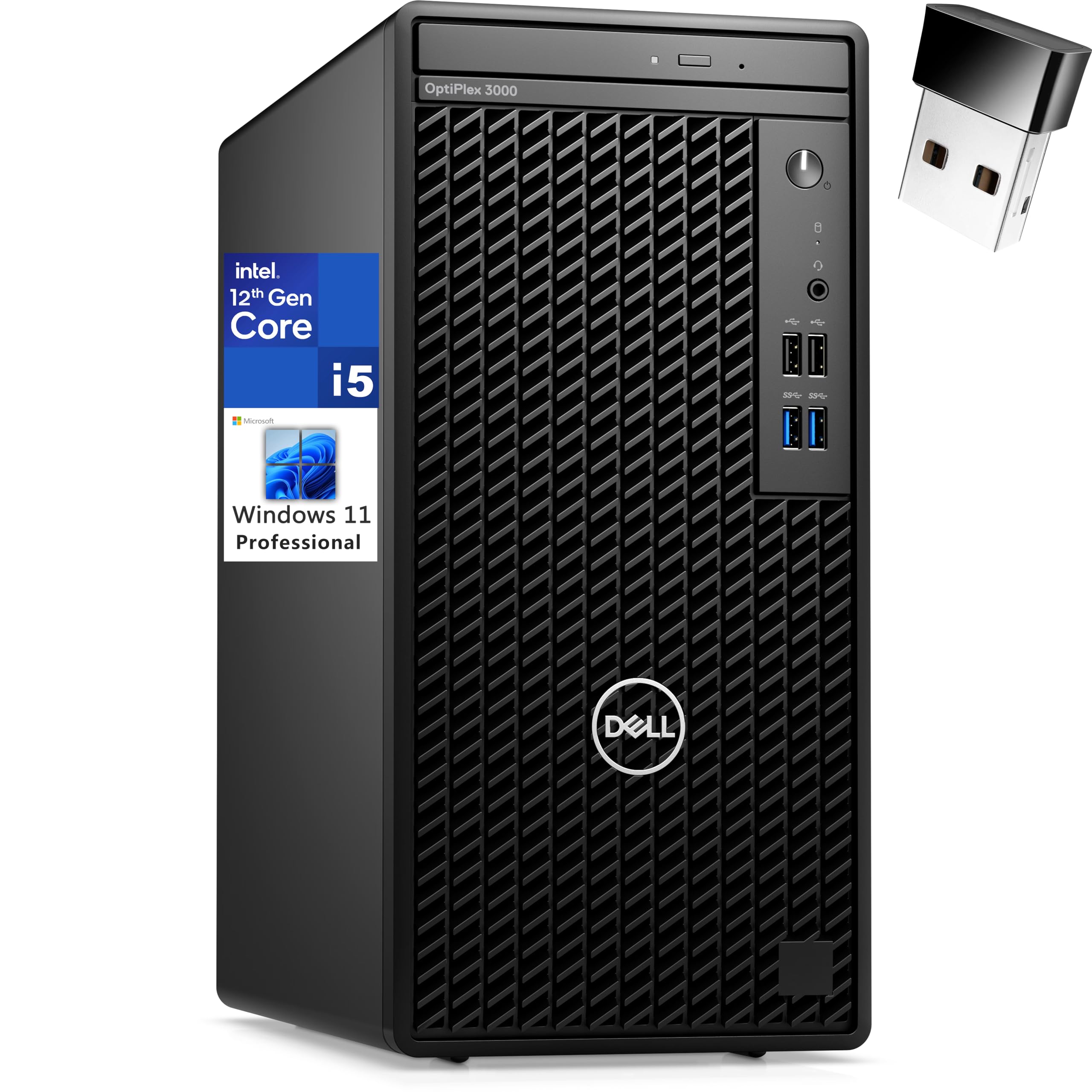 Dell OptiPlex 3000 Full Size Tower Business Desktop, Intel Hexa-Core i5-12500 up to 4.6GHz, 32GB DDR4 RAM, 2TB PCIe SSD, DVDRW, Ethernet, WiFi Adapter, KB& Mouse, Windows 11 Pro