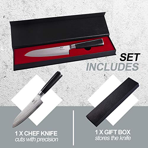 Damascus Santoku Knife 7 Inch, Professional Kitchen Knife Forged with VG10 Super Steel 67 Layer Damascus, Non-slip Wood Ergonomic Handle, Razor Sharp Lightweight Multipurpose Full Tang