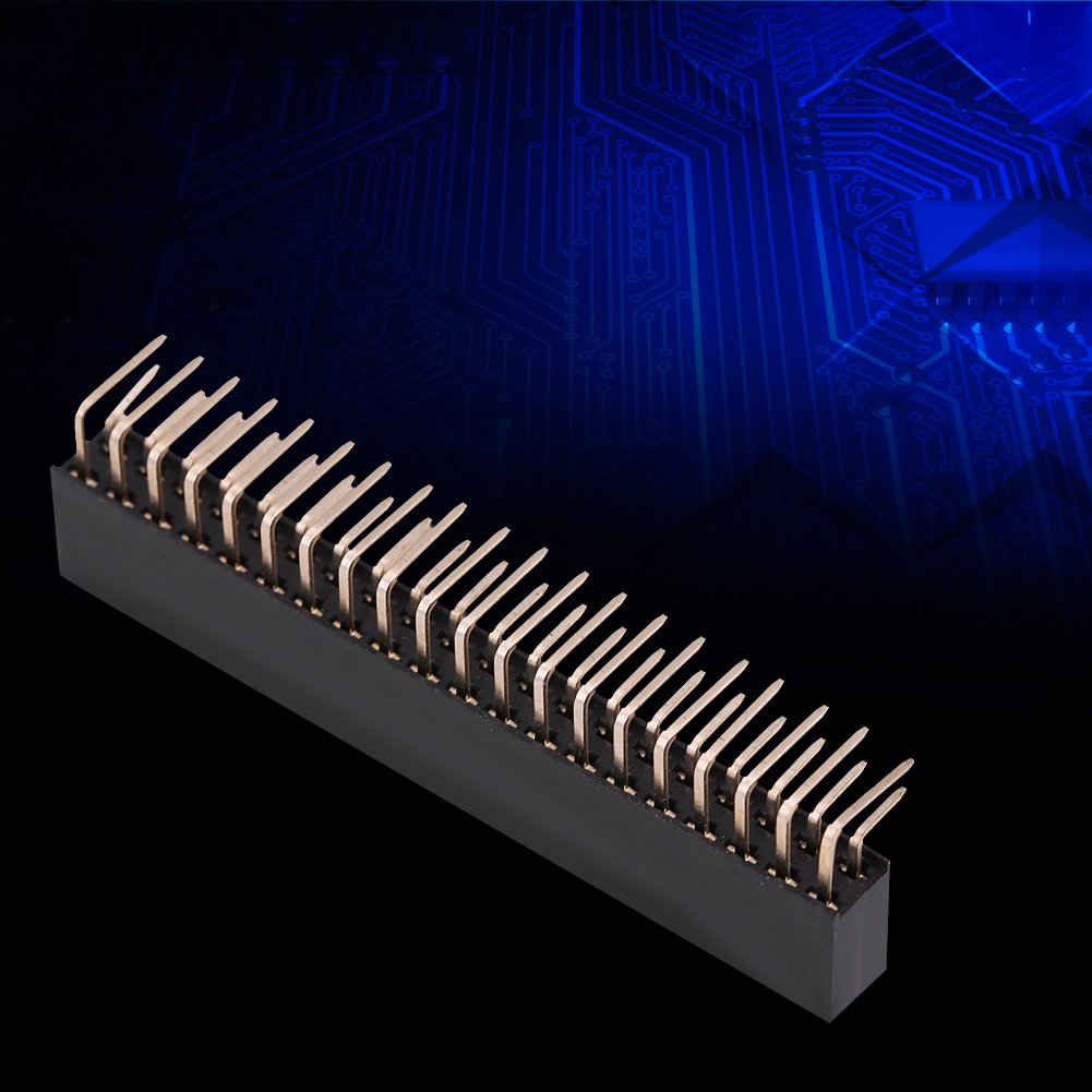 Bewinner 3pcs 2 x 20 Pins 2.54mm Pitch Female Pin Header - Stable Electric Current and Transmit Performance - Right Angle Pin Headers for Raspberry Pi/PCB Board