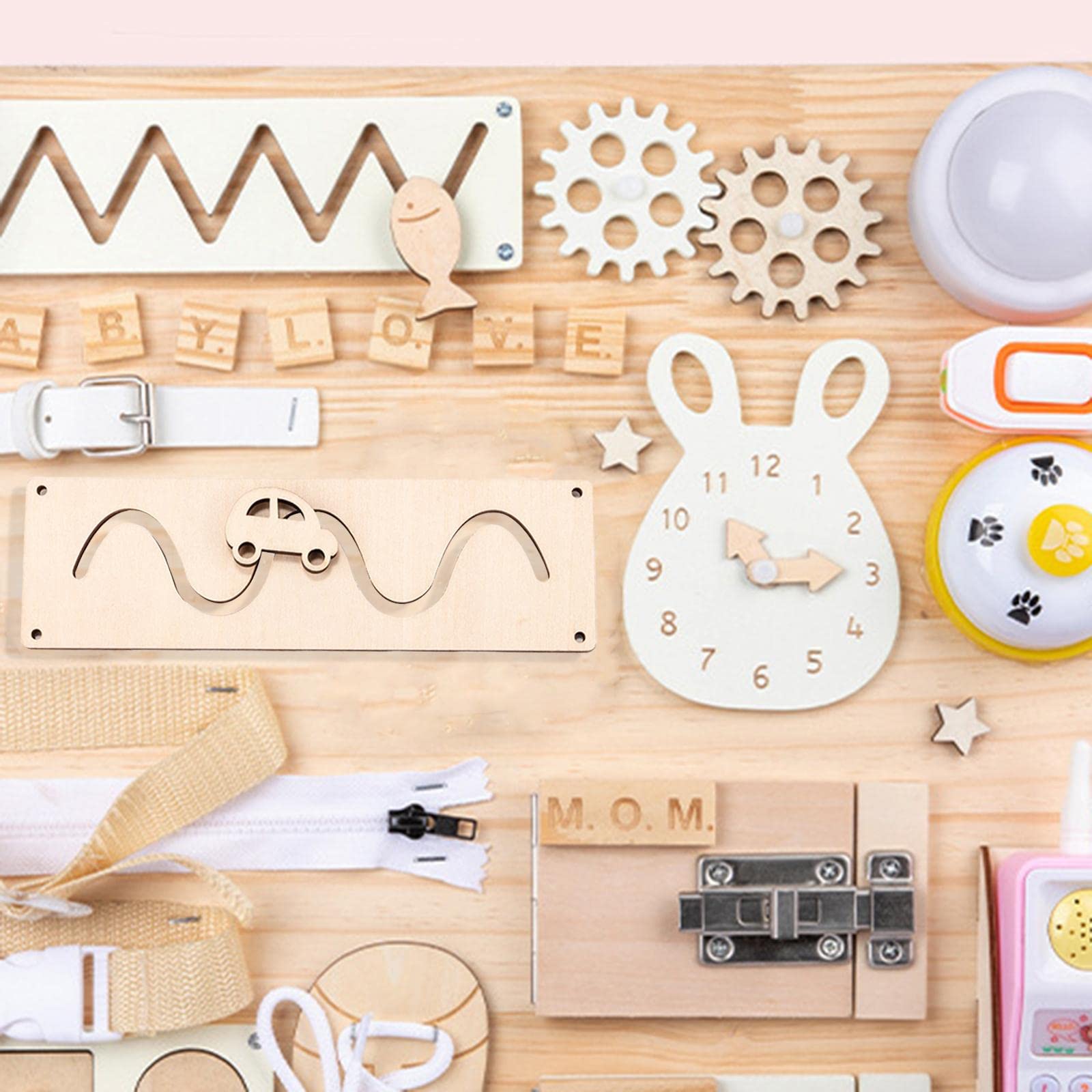 Colcolo Wooden Busy Board DIY Accessories Montessori Puzzle Toy Fine for Home Boys