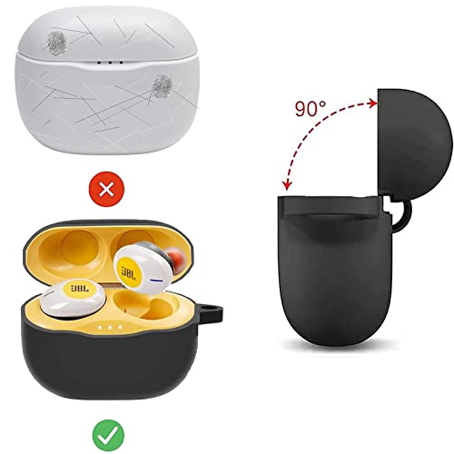 LiZHi Case for JBL Tune 125TWS/120TWS, Soft Silicone Skin Cover Anti-Scratch Protective Case with Keychain for JBL Tune 125TWS/120TWS True Wireless Headphone,Black
