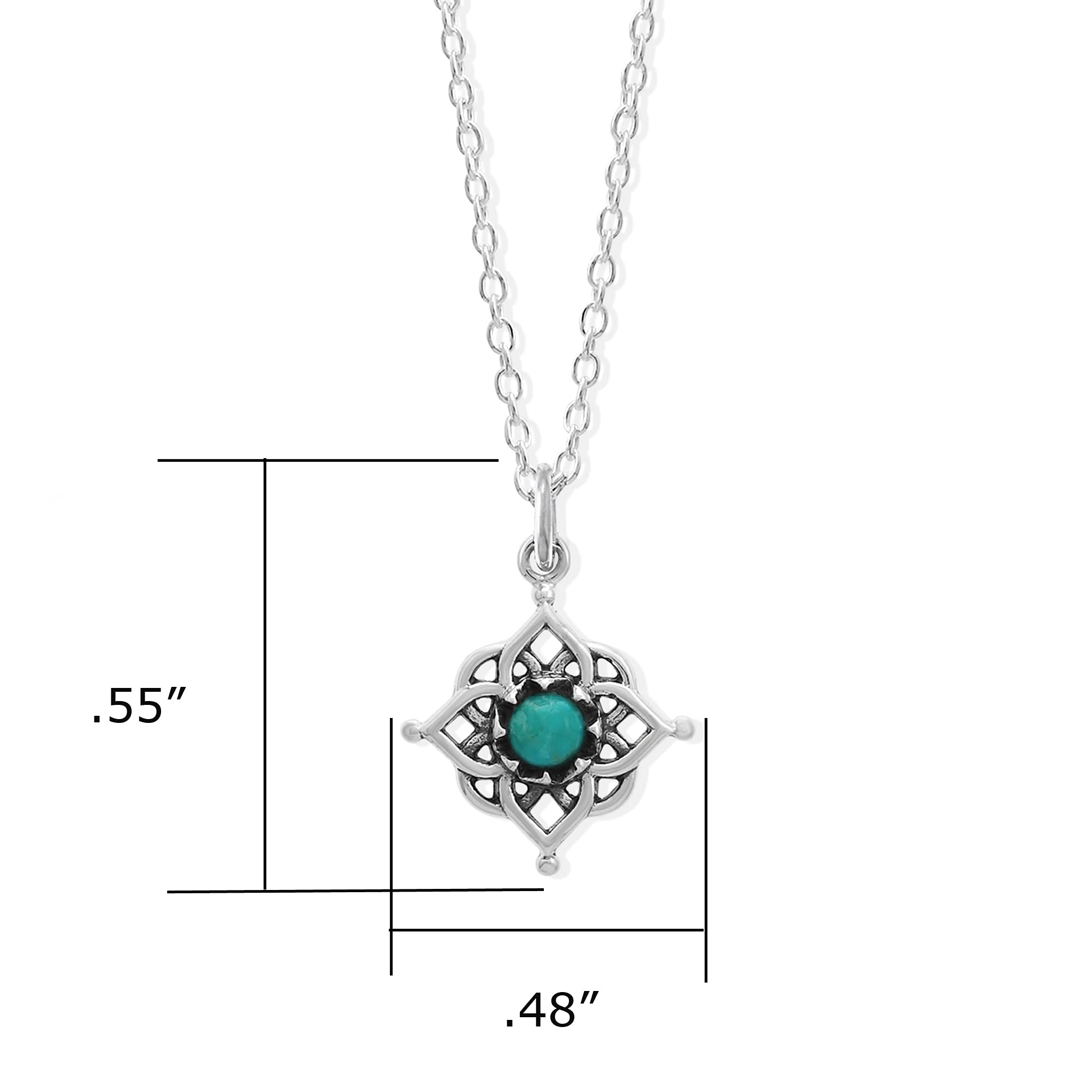 Boma Jewelry Sterling Silver Filigree Turquoise Flower Pendant Necklace, 18 Inches