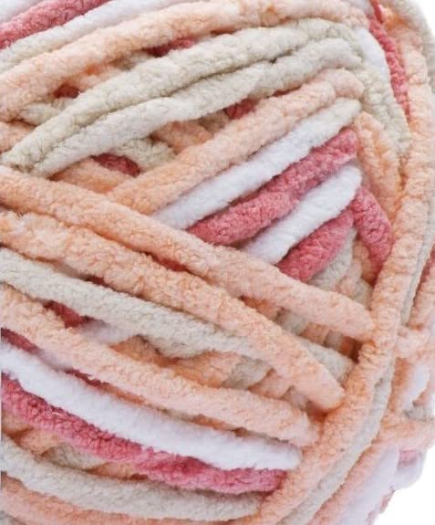 Bernat Baby Blanket Yarn - Big Ball (10.5 oz) - 3 Pack with Pattern Cards in Color (Peach Blooms)