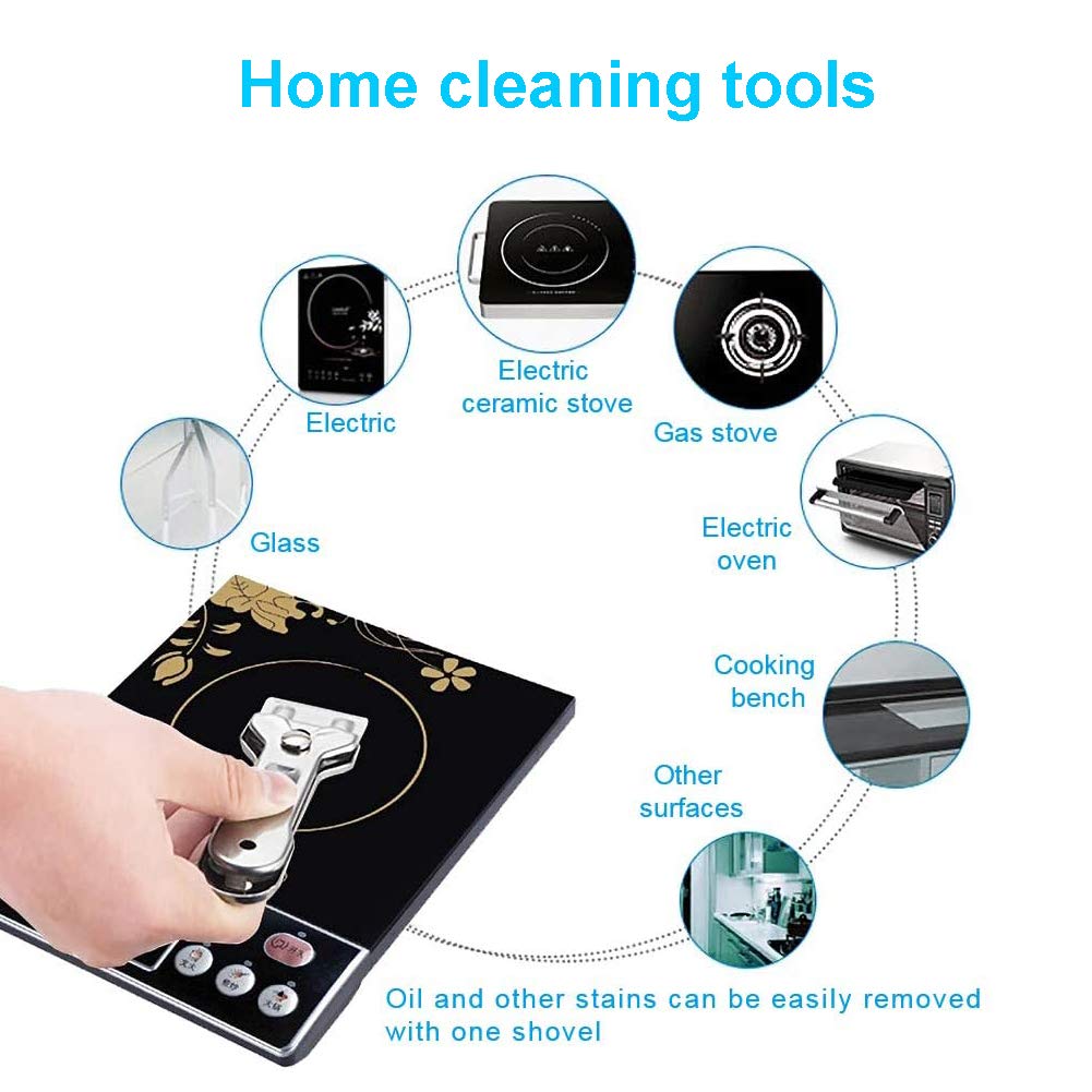 Glass Scraper - Genuine Quality Halogen & Ceramic Hob Scraper Non Scratch, Suitable for Glass Ceramic and Induction Cooktops (1 x Glass Scraper & 5 x Blades)