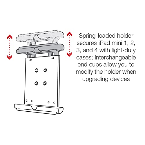 RAM Mounts Tab-Tite Universal Spring Loaded Holder for 8" Tablets with Case RAM-HOL-TAB12U Compatible with RAM B 1" and C 1.5" Size Round Ball Bases