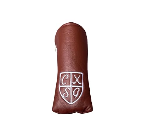 Classic Style Golf Genuine Leather Blade Putter Head Cover Magnetic Enclosure Brown