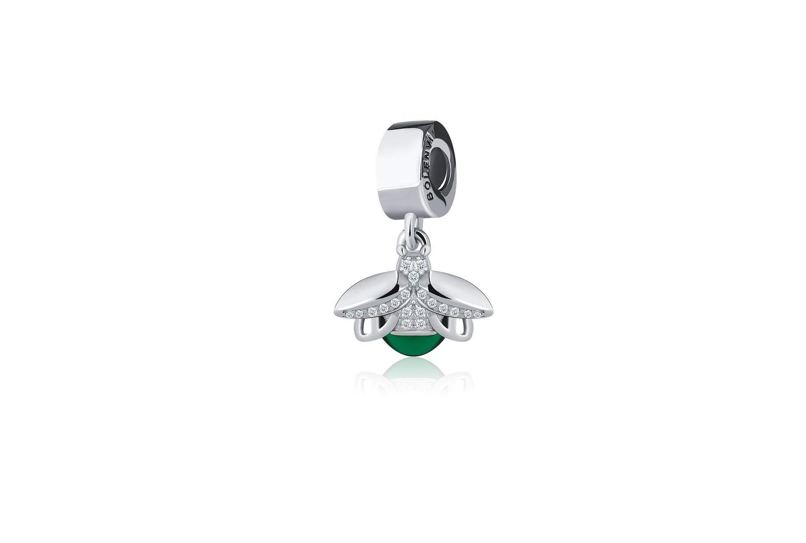 BOLENVI Green Ladybug Beetle Swarovski Crystals 925 Sterling Silver Dangle Pendant X Charm Bead For Pandora & Similar Charm Bracelets or Necklaces