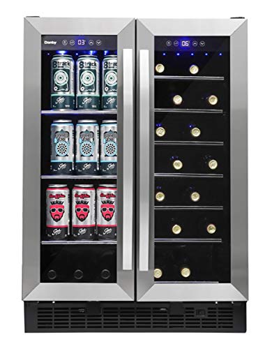 Danby DBC052A1BSS Built In Beverage Center, French Door Under Counter Beverage Cooler For Chilling Wine, Beer, Pop - In Stainless Steel - For Kitchen, Home Bar