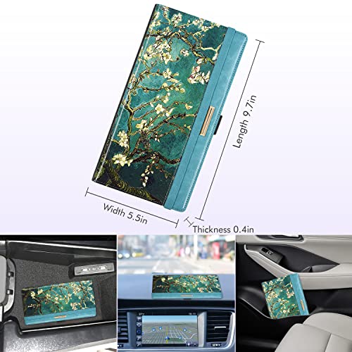 Caweet Car Registration and Insurance Holder Vehicle Glove Box Organizer Leather Car Document Holder for Driver's License, ID, Key Information Cards with Elastic Band Closure, Glitter Pink