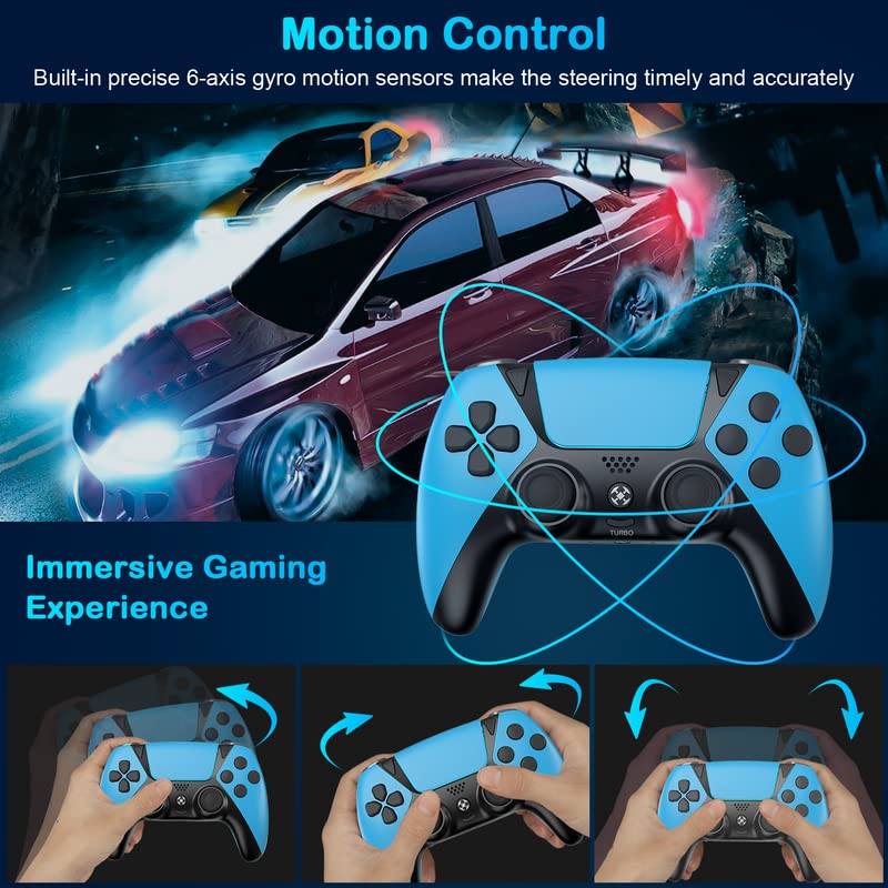 TOPAD Remote for PS4 Controller, Gamepad Control for Playstation 4 Controller, Ymir Upgraded Elite Wireless Pa4 Controller with Turbo and 2 Remappable Back Buttons/Motion Sensor/Vibration(Modded Blue)