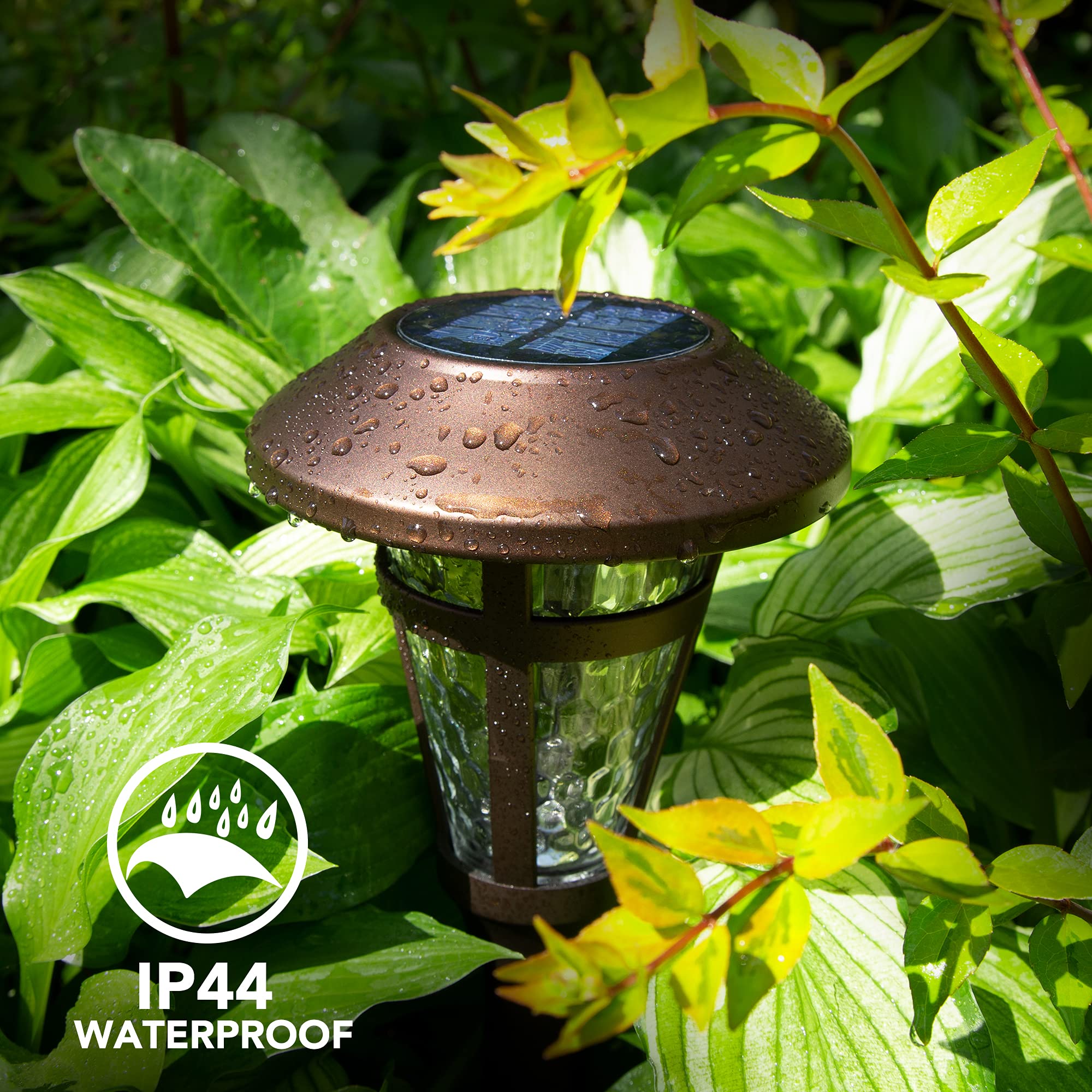 GIGALUMI 6 Pack Super Bright Solar Lights Outdoor Waterproof, High Lumen Solar Garden Lights, Metal Solar Pathway Lights Outdoor, Solar Sidewalk Lights for Yard, Patio, Landscape, Walkway