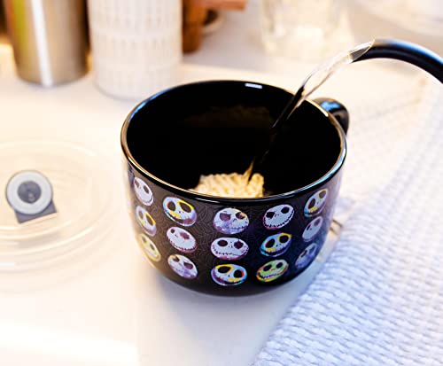 Disney The Nightmare Before Christmas Jack Expressions Ceramic Soup Mug With Vented Lid | Bowl Container For Ice Cream, Cereal | Large Coffee Mugs and Cups, Home & Kitchen Essentials | Holds 20 Ounces