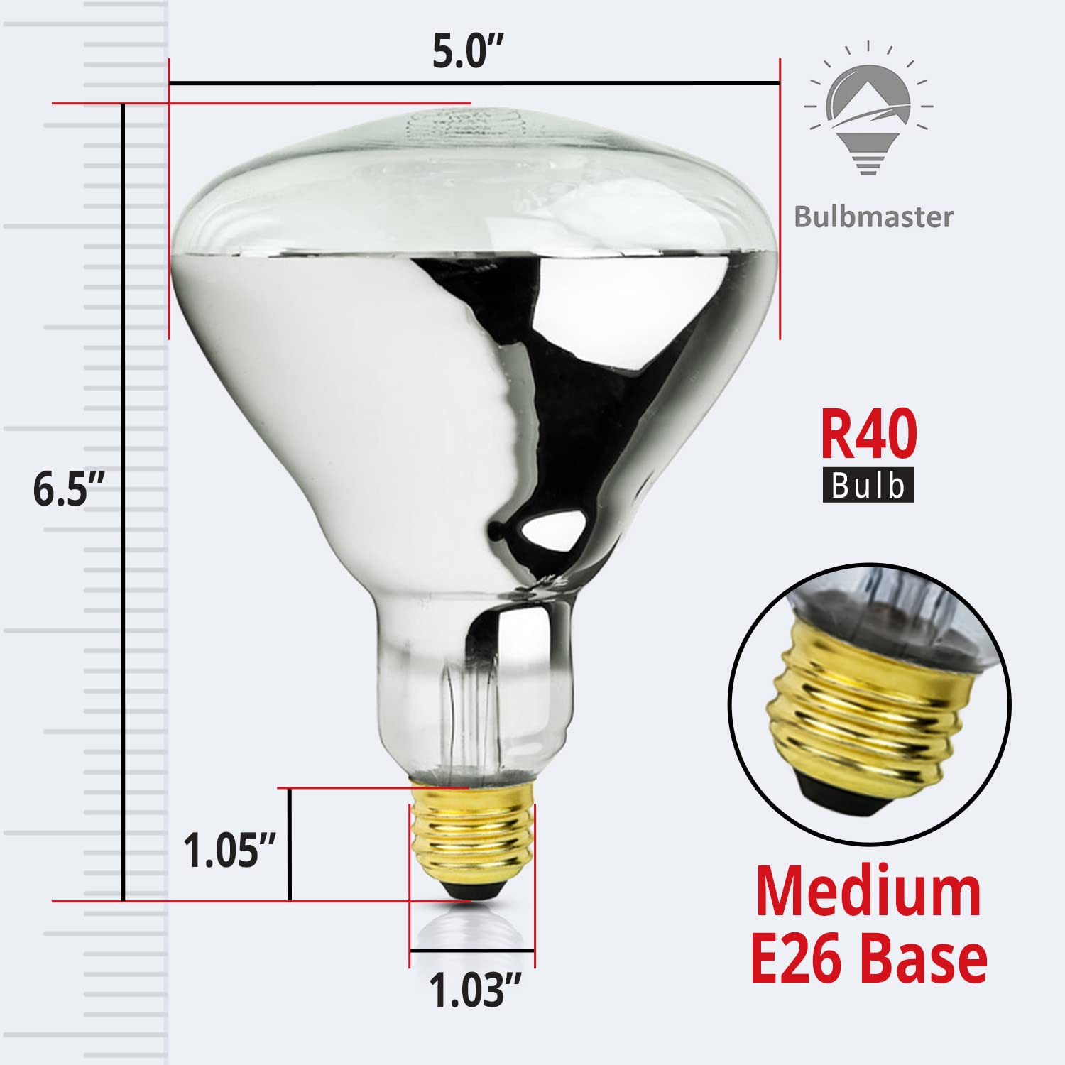 BULBMASTER 250 Watts R40 Heat Lamps Outdoor Bulbs for Pets Flood Light Bulb for Chickens Infrared Reflector 250W R40 Incandescent Medium E26 Base 2 Pack (CLEAR250R40-2PK) (250/R40/LEAR/2 PKk)