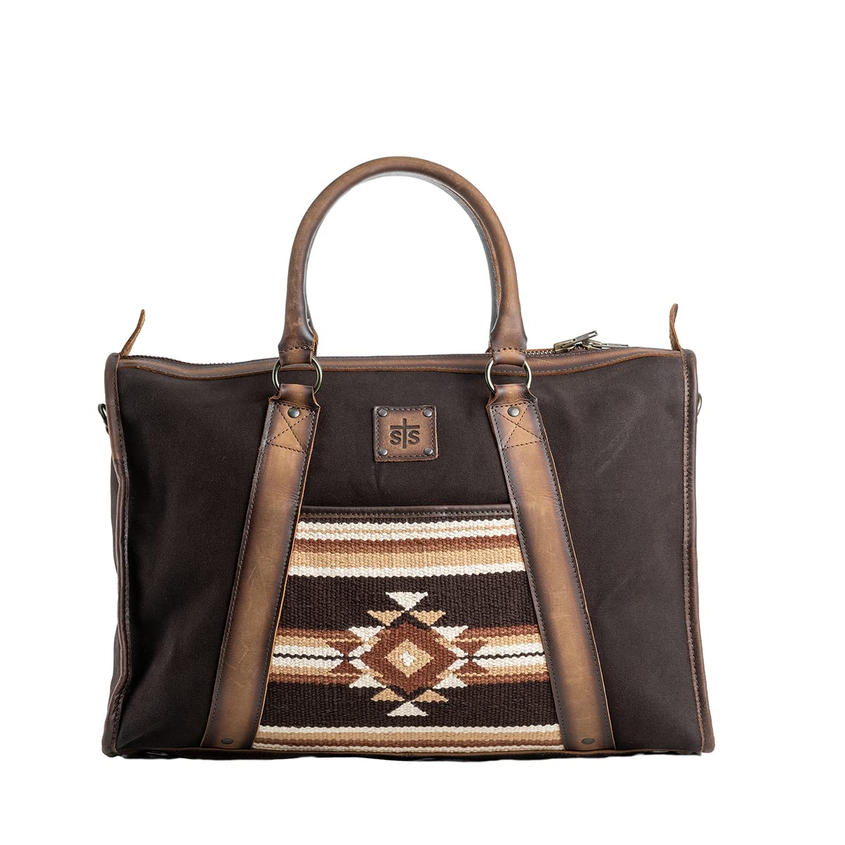 STS Ranchwear Multifunctional Large Capacity Travel Sioux Falls Collection Weekender Bag with Leather Shoulder Strap, Multi
