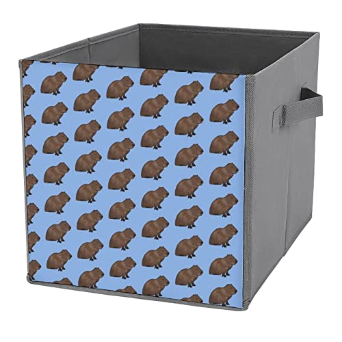 Cute Capybara Collapsible Storage Bins Basics Folding Fabric Storage Cubes Organizer Boxes with Handles