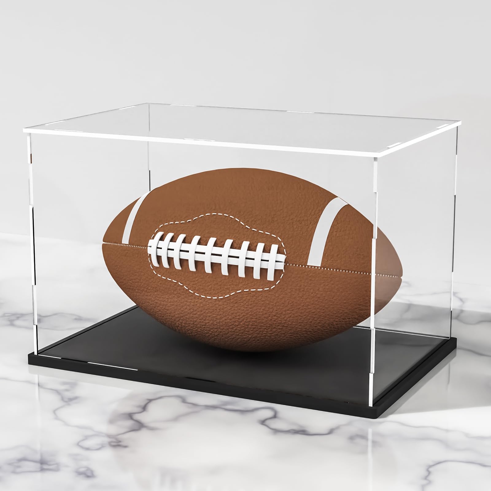 Clear Acrylic Display Case for Toys Collectibles,Assemble Acrylic Box Dustproof Protection Showcase with Black Wood-Plastic Base and Lamp Beads (11.7x8x8 inch;30x20x20cm)