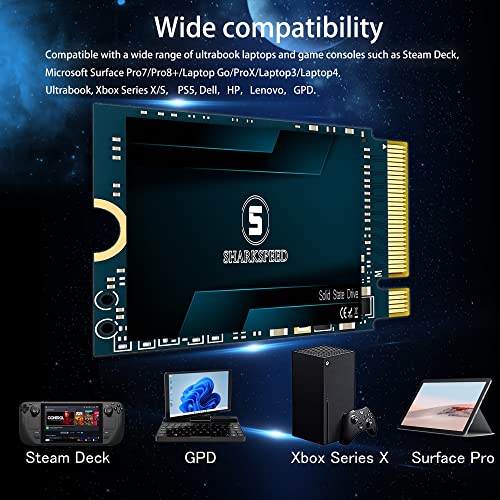 M.2 2230 SSD 256GB SSHARKSPEED NVMe PCIe Gen3.0X4 Internal Solid State Drive, Compatible with Steam Deck,Microsoft Surface pro 7/pro 8+/pro X/laptop3/laptop4/laptop Go, Ultrabook(256GB, 2230 Gen3.0)