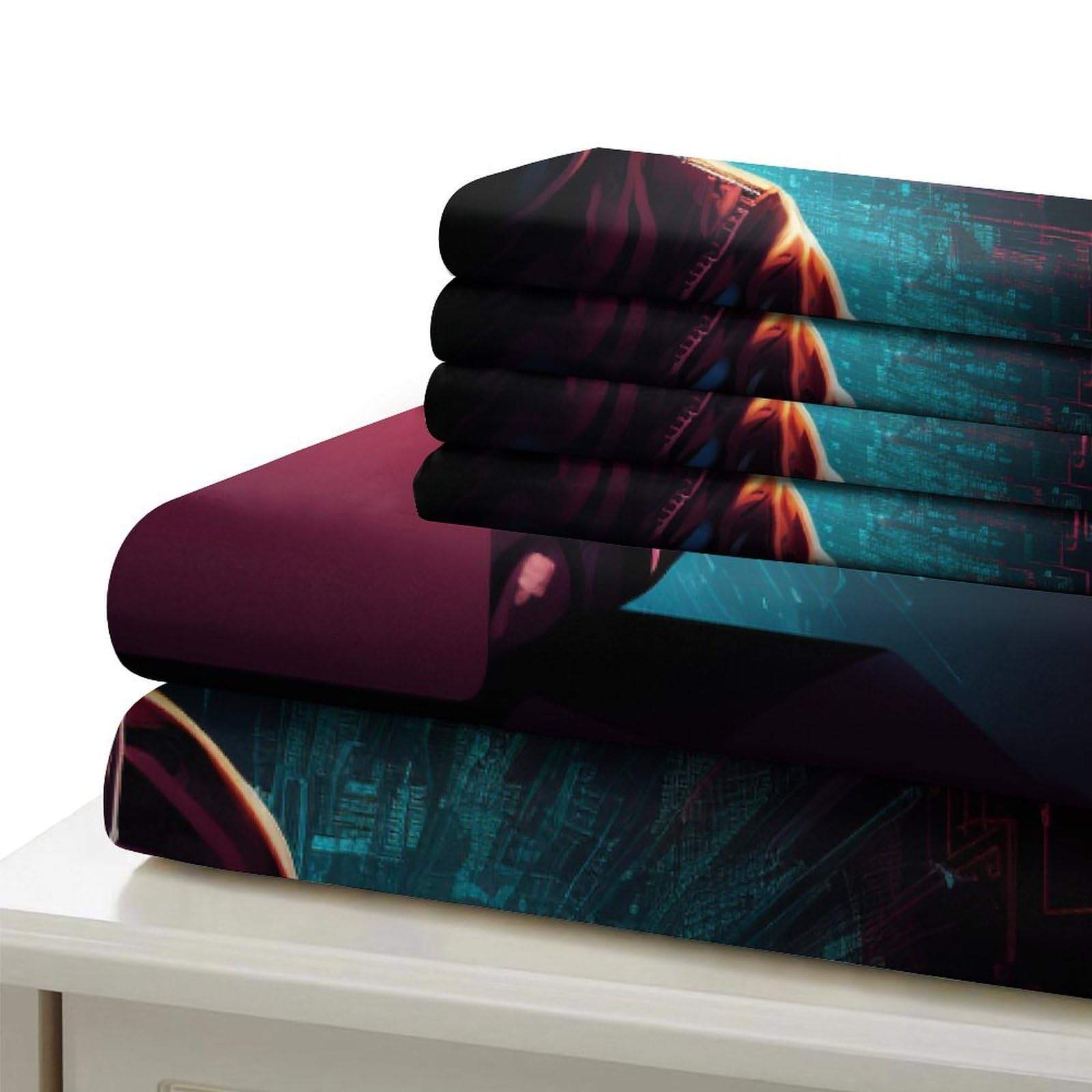 EVMILA Mystery Hacker for Teens and Adults 3D Print Computer Quilt Cover Duvet Cover Comforter Covers Soft Microfiber with Pillow Cases with Zipper Closure Bedding Set 3 Pieces Twin(173x218cm)