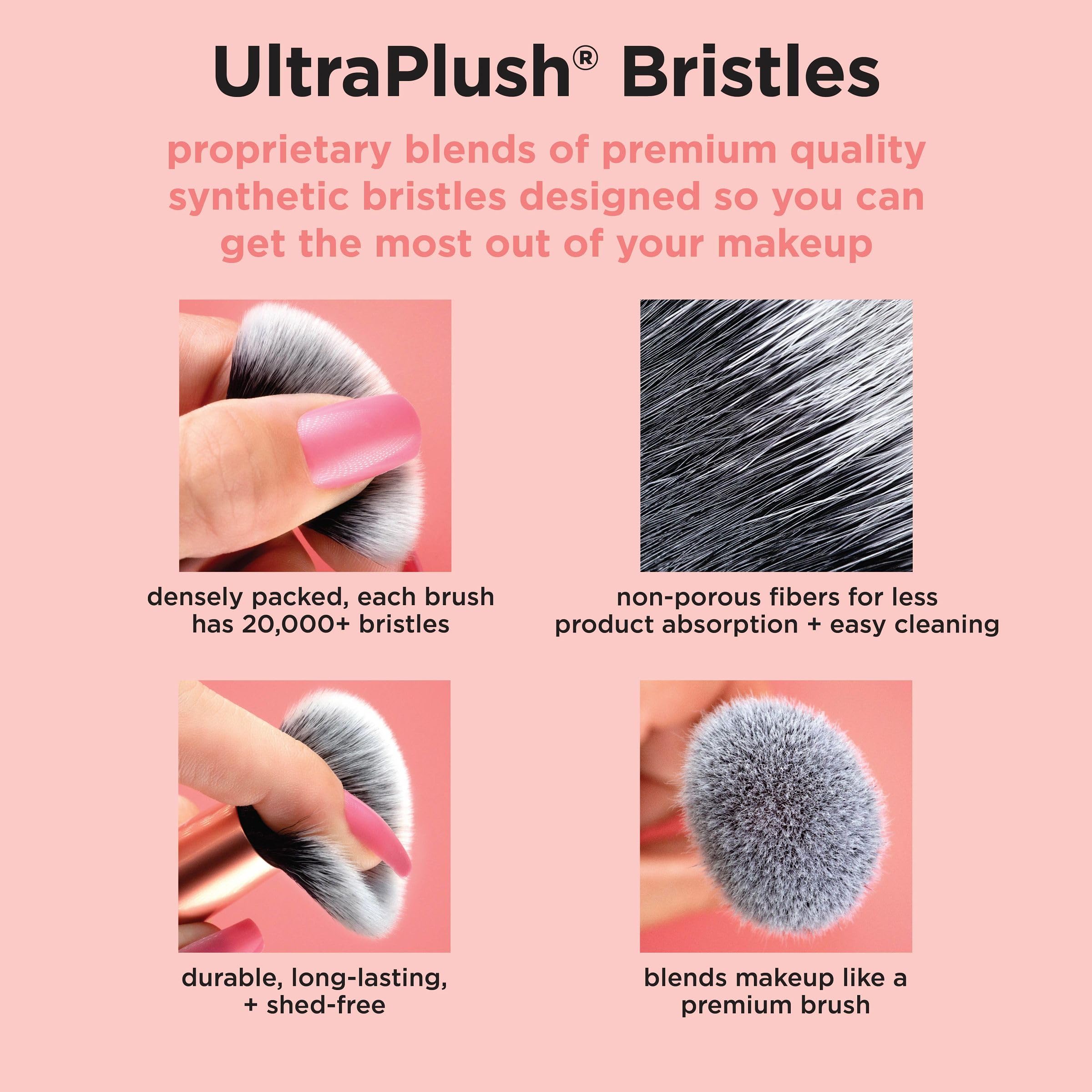 Real Techniques Expert Face Professional Foundation Makeup Brush for Even Streak Free Application, Dense Bristles For Buffing, Orange, 1 Count