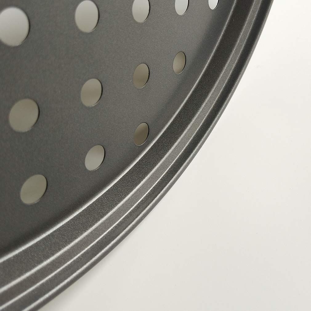 CRYDAY Non stick round pizza pan with holes for oven best perforated carbon steel pizza tray (10 inch)