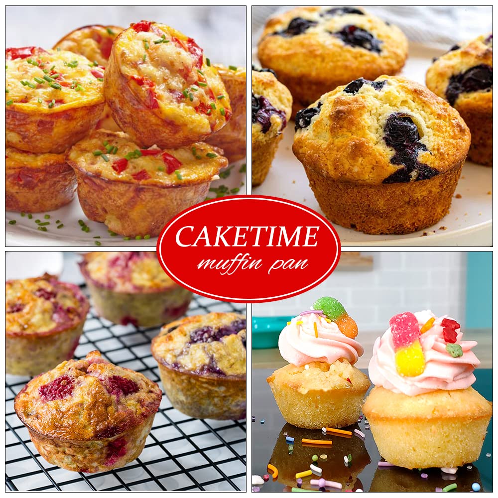 CAKETIME 12 Cups Muffin Pan, 7 Cups Muffin Pan for Air Fryer with Handles