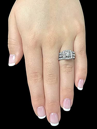 Beverly Hills Jewelers 1 Carat Diamond Engagement Ring - 14 Karat White Gold Diamond Ring for Women Diamond Engagement Ring (Size 7)