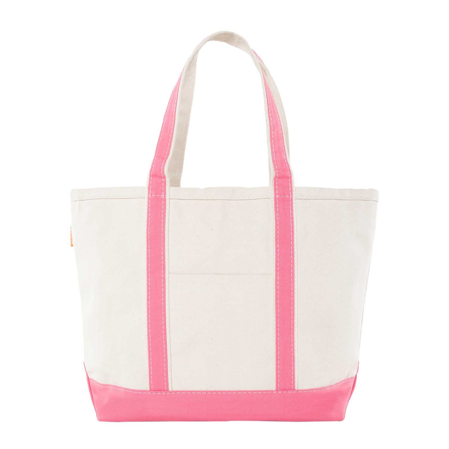 CB STATION Medium Classic Boat Tote with Top Zip Closure : Chic classic (Personalized Bag, Coral)