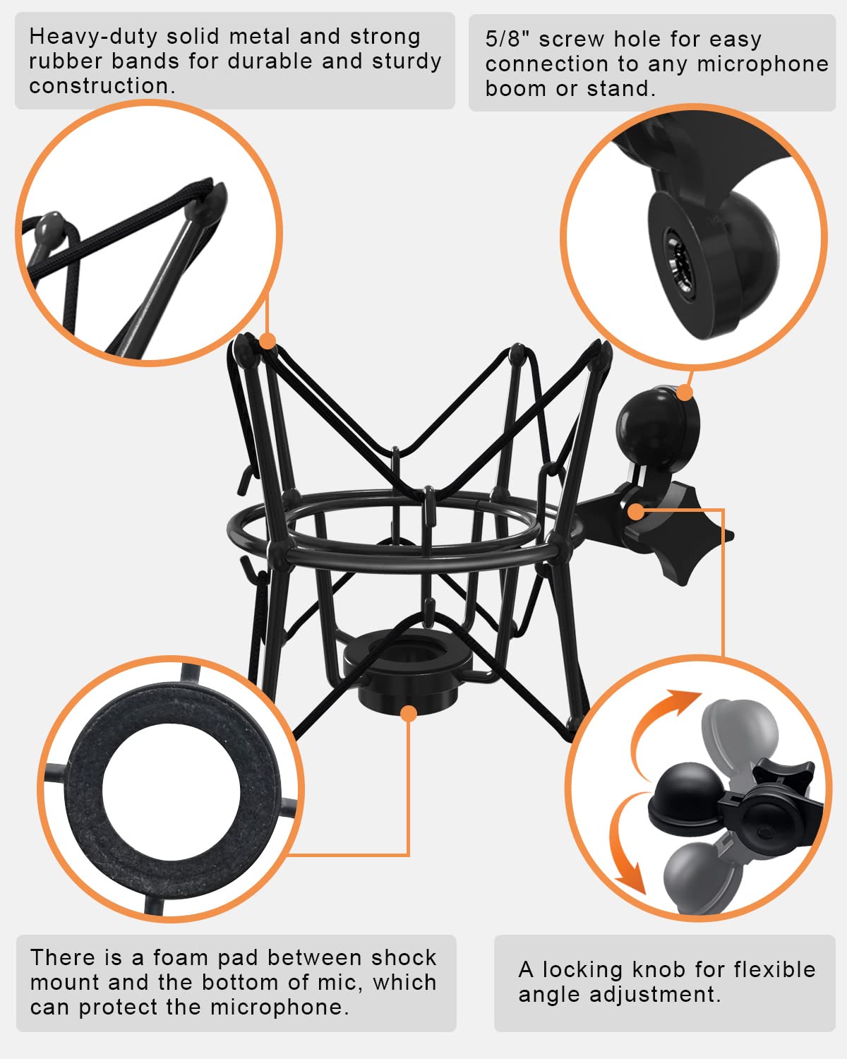Boseen Microphone Shock Mount Mic Holder - Anti Vibration Spider Shockmount Compatible with Many Condenser Mics Like AT2020 MXL 770 MXL 990 Samson G Track Pro Rode Procaster NT1-A Neumann U87 etc.